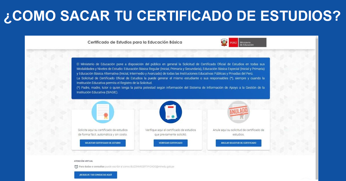 Sacar tu certificado de estudios de colegio por internet